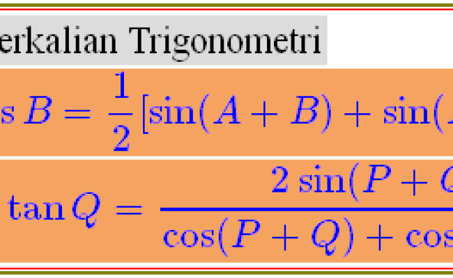 Rumus Konversi Penjumlahan Dan Pengurangan Ke Perkalian Trigonometri