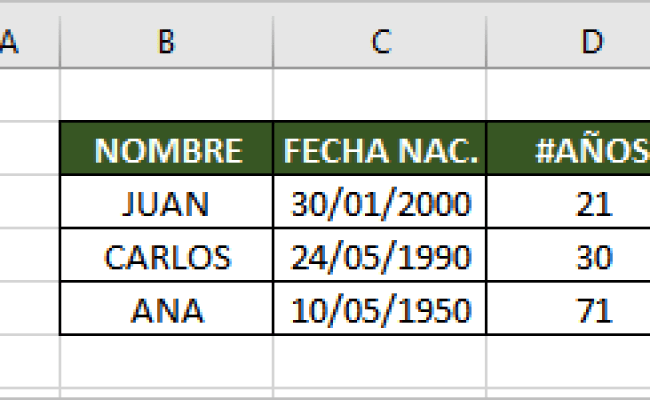 Como Calcular La Edad Exacta O Cuantos Anos Tiene Una Persona En Excel