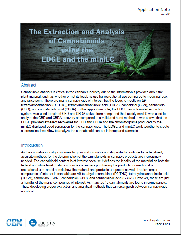 Lc Uv App Note The Extraction And Analysis Of Cannabinoids Using The