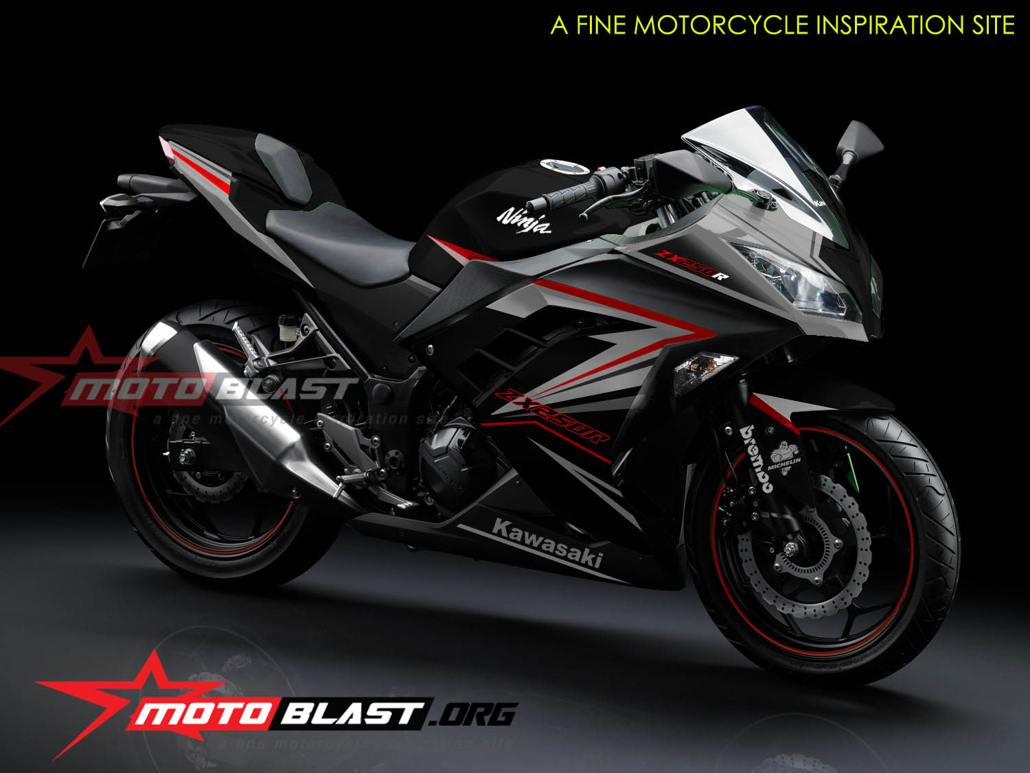 Modif Striping Kawasaki Ninja 250r Fi Black Red 2014 Motoblast