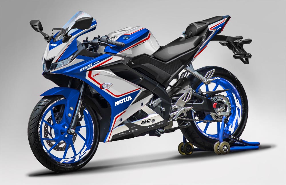 Modifikasi Striping Yamaha R15 V3 Agusta Blue Motoblast