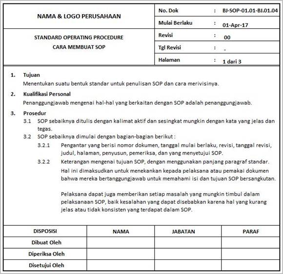 4 Contoh Sop Perusahaan Lengkap And Cara Mudah Membuatnya