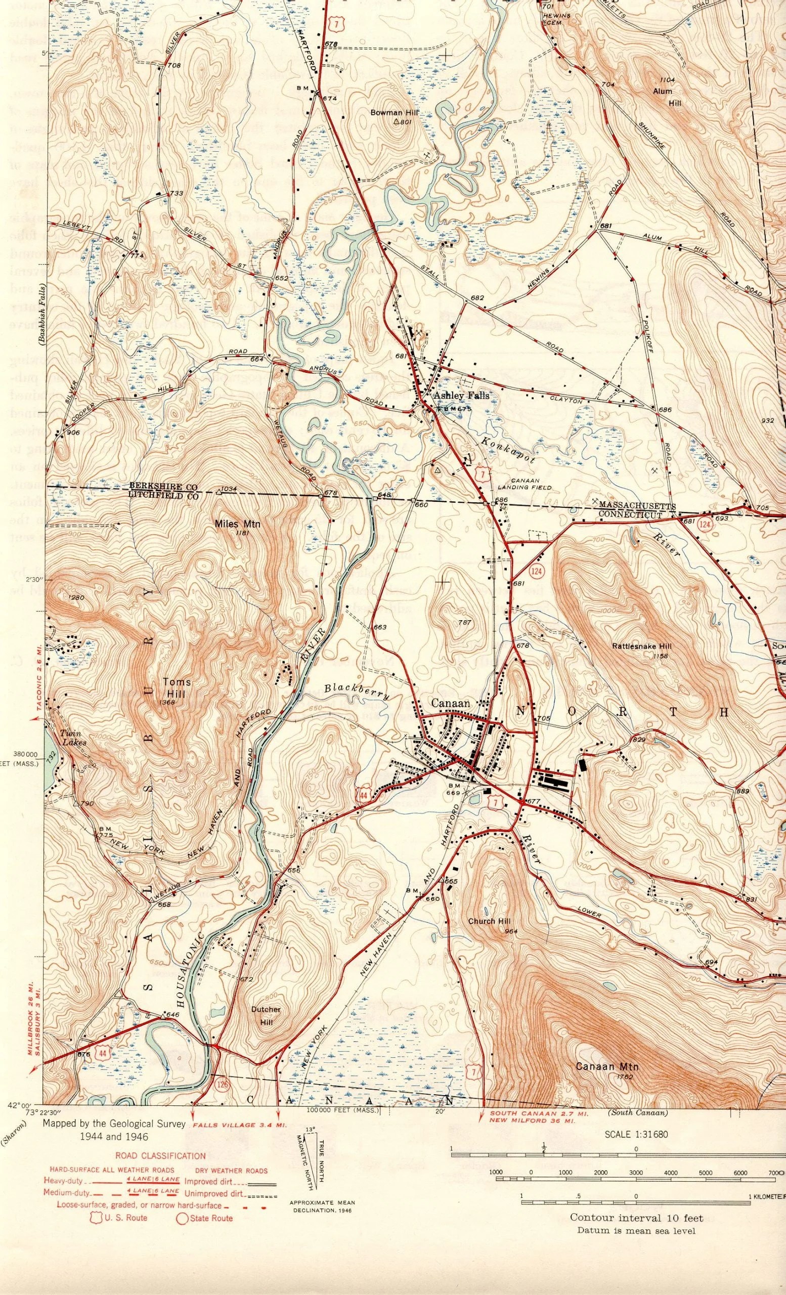 Historic Usgs Maps Of Ashley Falls Massachusetts Quadrangle