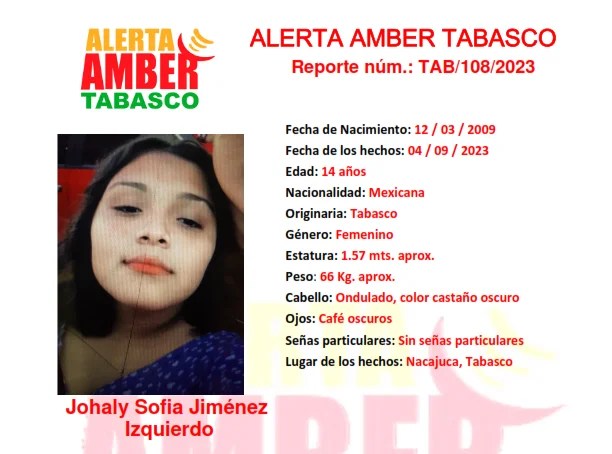 Alerta Amber Desaparece Jovencita De 14 Años En Nacajuca Más Podio