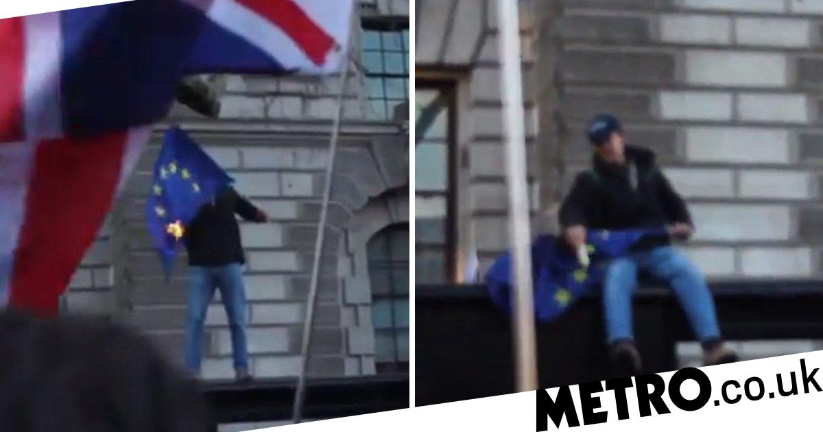 Brexiteer Fails To Burn Eu Flag Because Of Eu Rules On Flammable