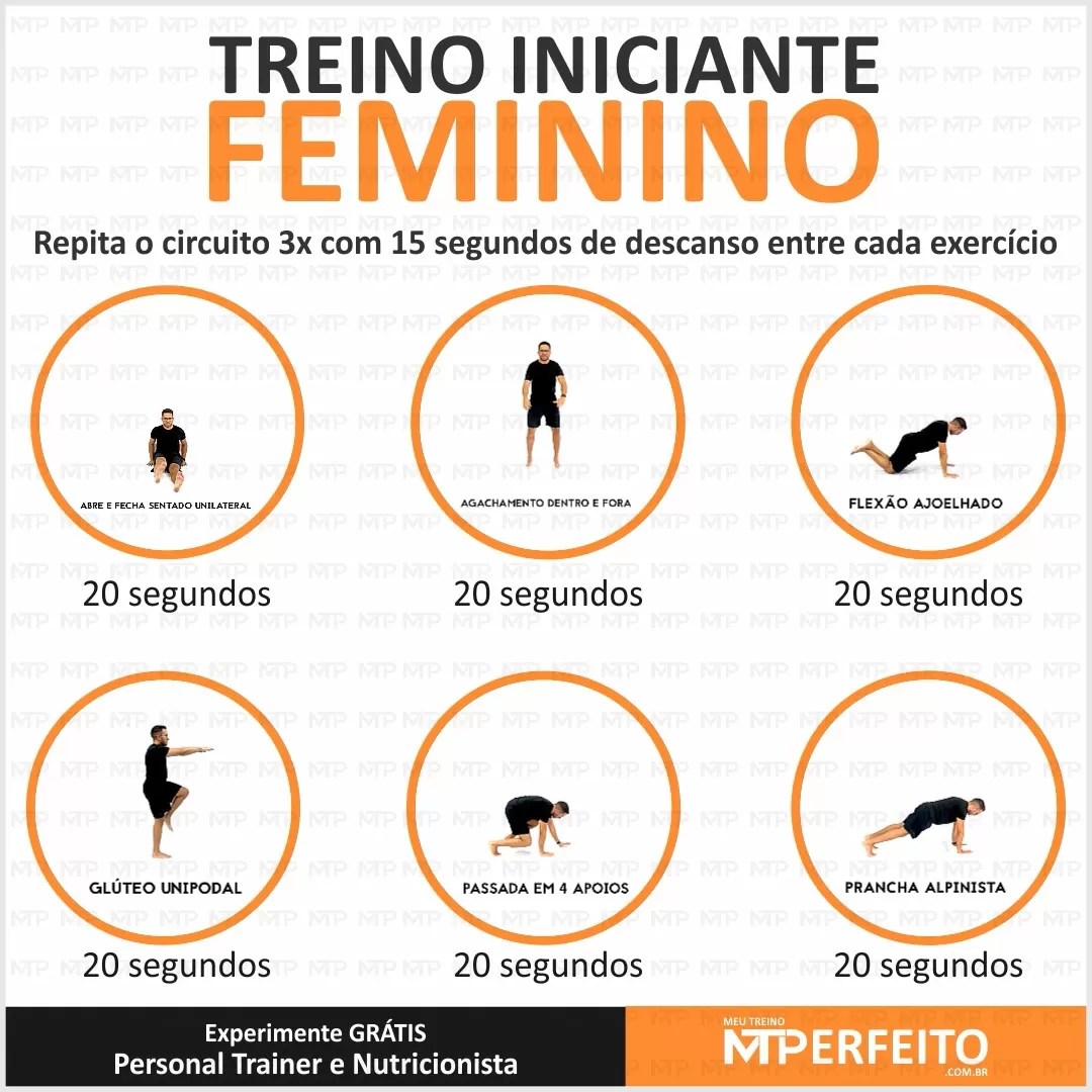 Treino Iniciante Feminino Com Exercícios Para Fazer Em Casa 09 Meu