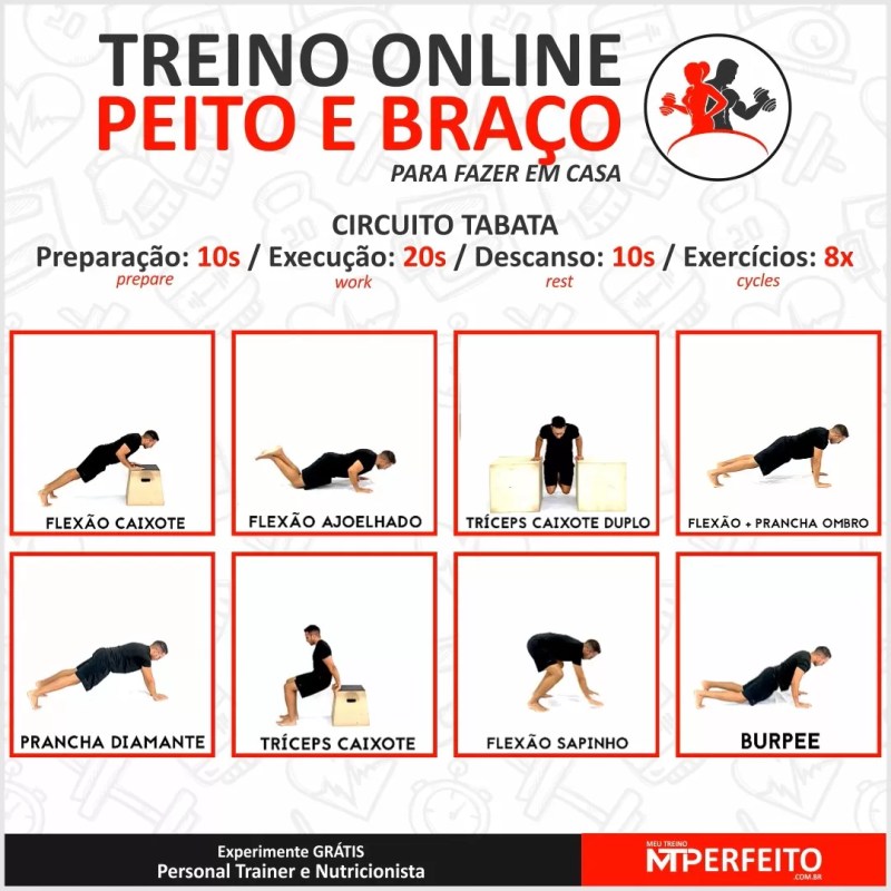 Treino De Peito E Braço Para Fazer Em Casa 05 Tabata Meu Treino