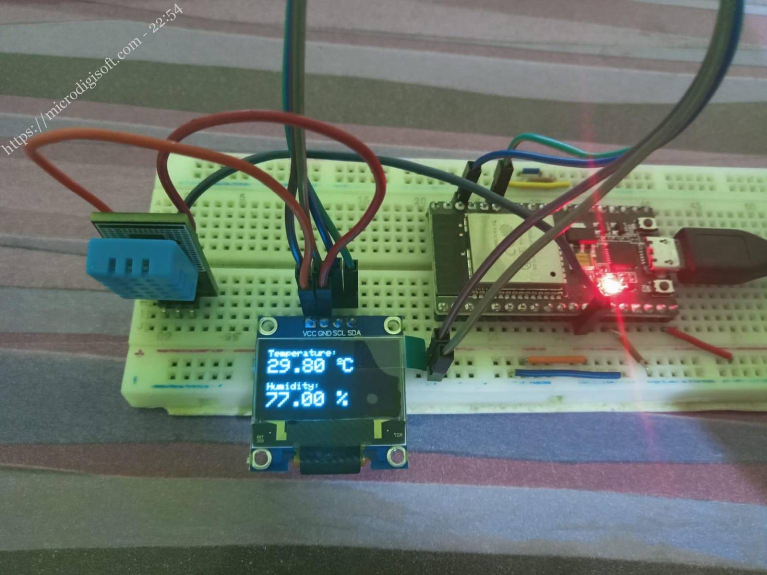 Esp32 Dht11 Temperature And Humidity Readings Oled Display