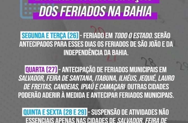 Governador Anuncia Antecipação De Feriados Na Bahia Mídia Bahia