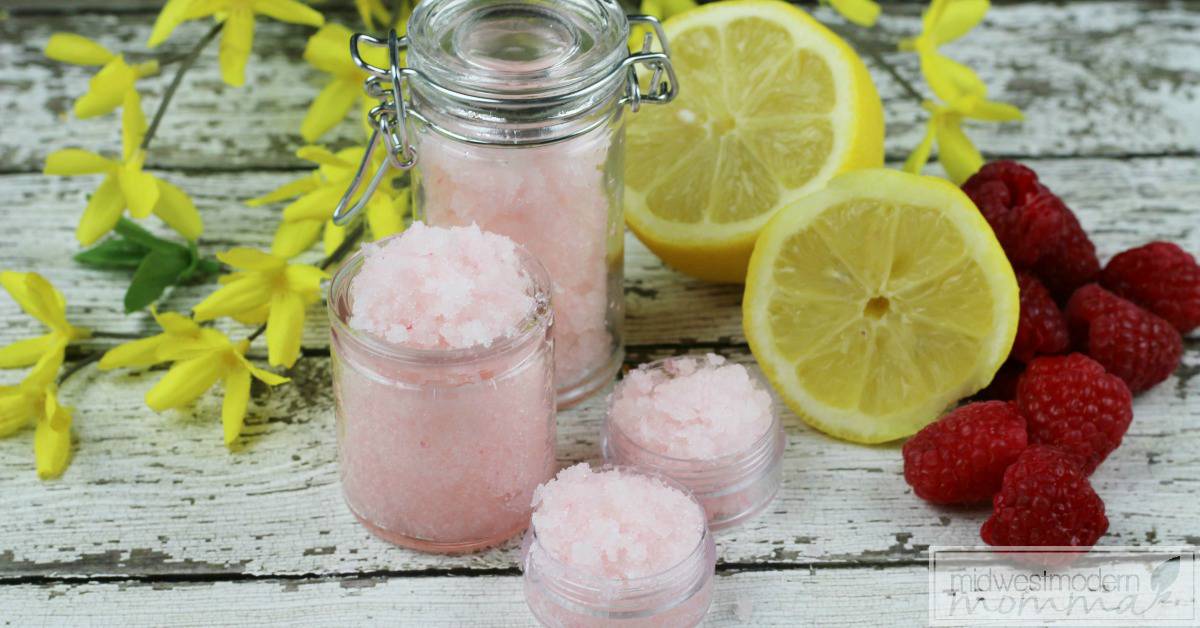 Homemade Lemon Raspberry Lip Scrub