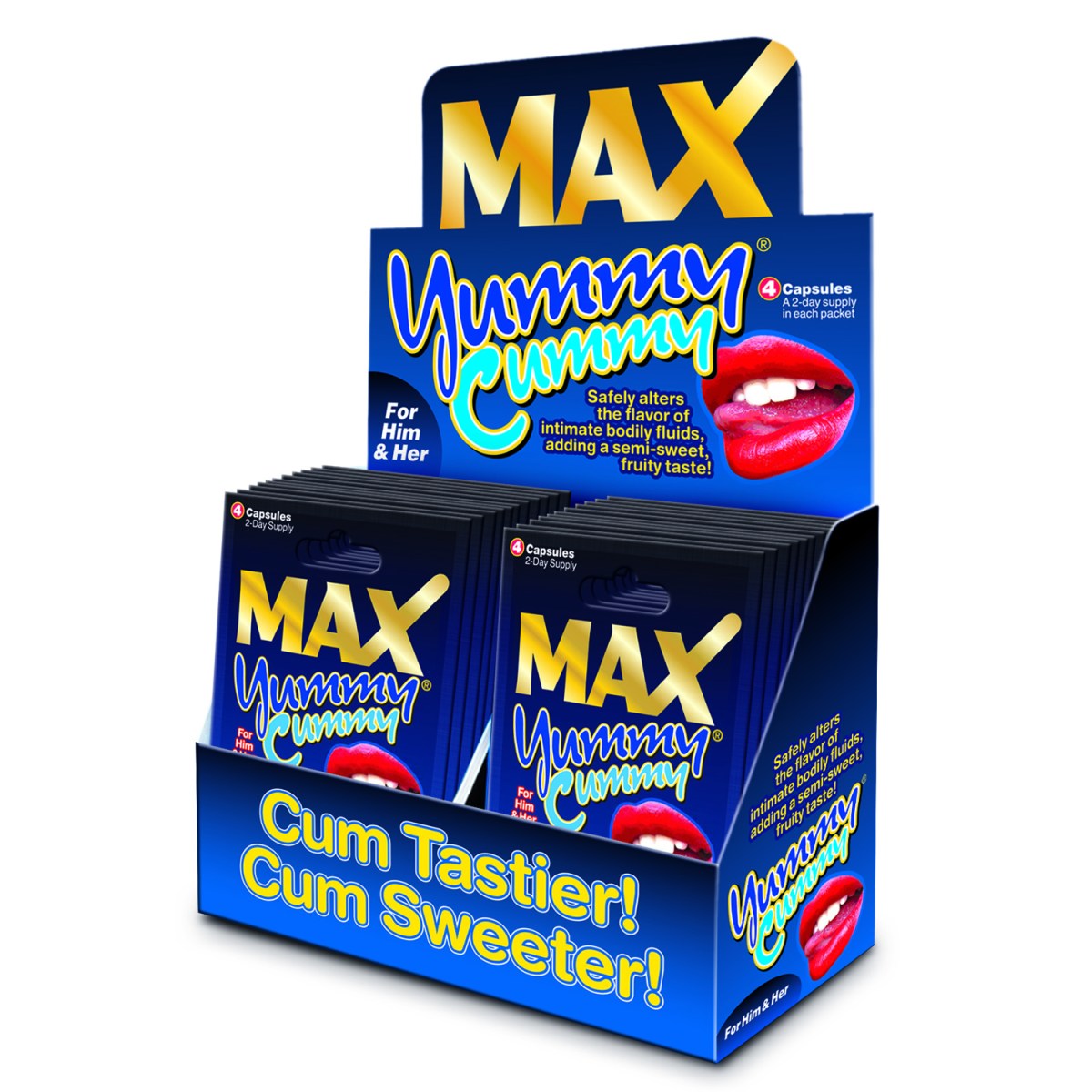 Swiss Navy Max Yummy Cummy 4 Pill Pack 24ct Display Adult Wholesale