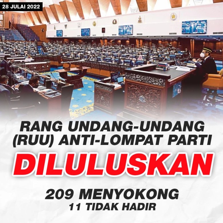 Ruu Anti Lompat Parti Diluluskan Dewan Rakyat Mykmunet