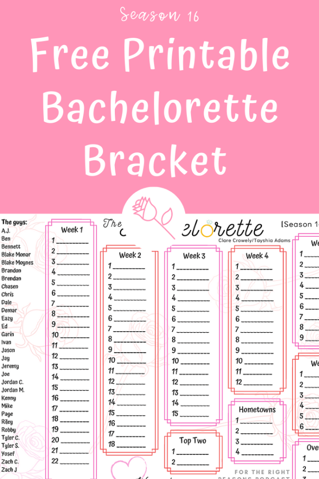 Bachelorette Bracket Printable 2021 Printable Word Searches