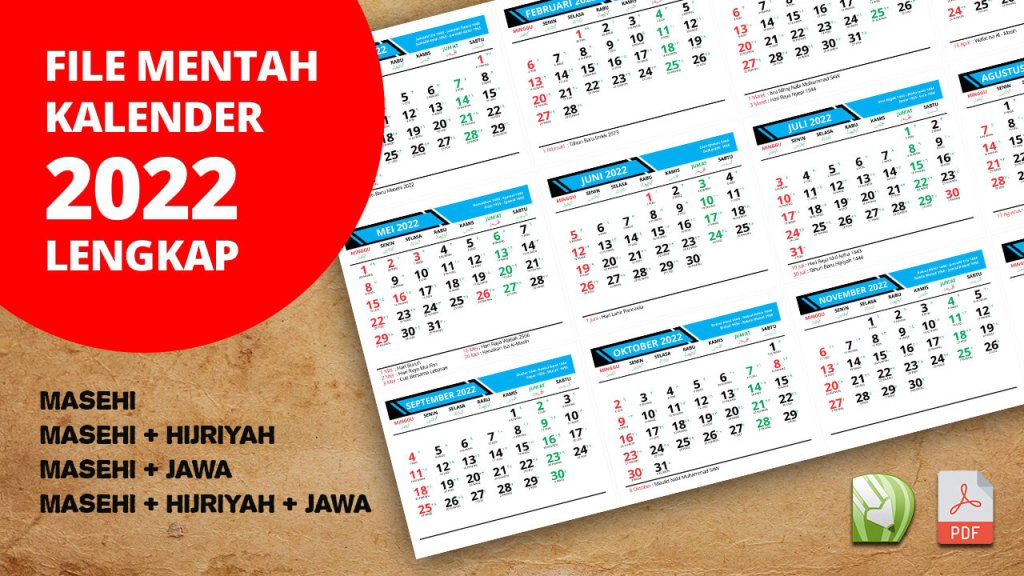 Download Kalender 2022 Lengkap Cdr Pdf Hijriyah Masehi Jawa