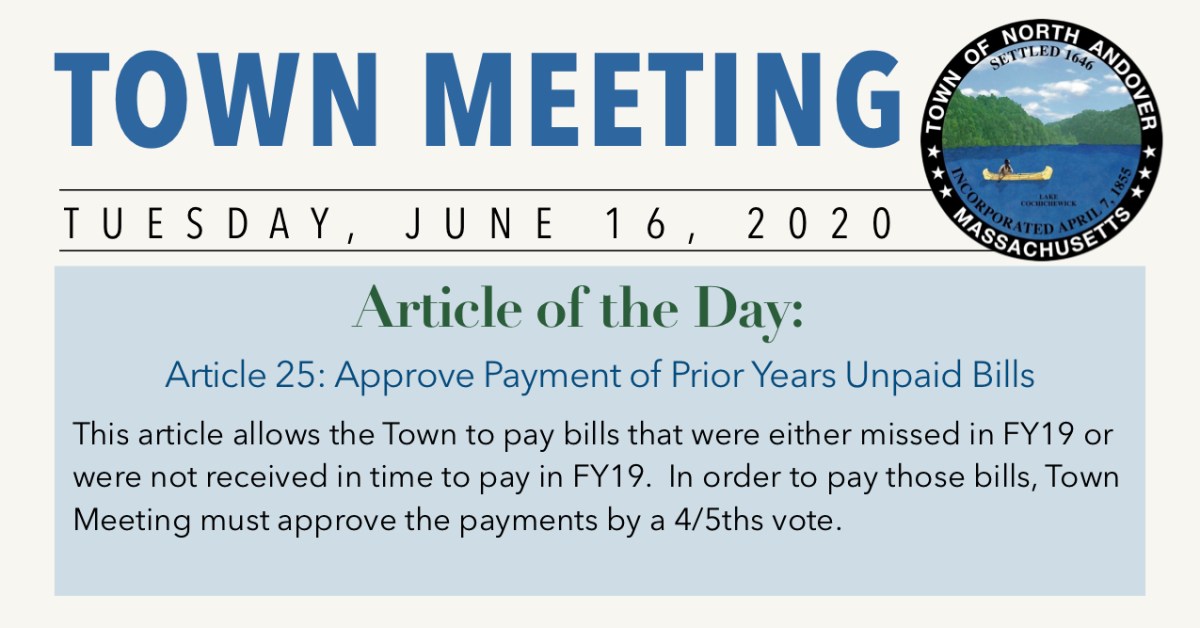 Town Meeting Warrant Article Of The Day Article 25 Approve Payment