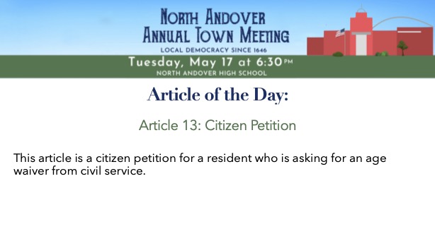 Town Meeting Warrant Article Of The Day Article 13 Citizen Petition