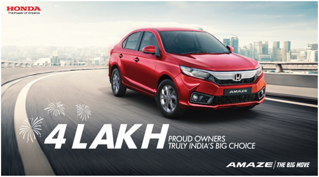 Honda Amaze Crosses 4 Lakh Cumulative Sales Milestone In India