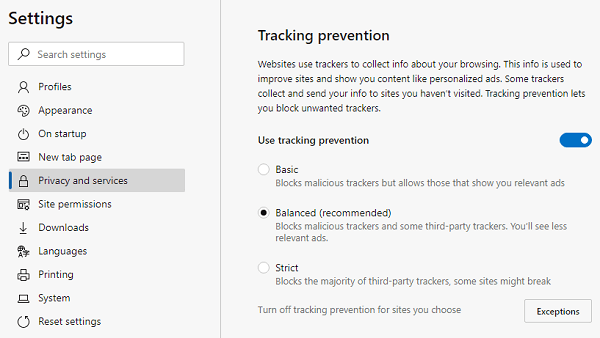 How To Enable And Configure Tracking Prevention Feature In Microsoft Edge