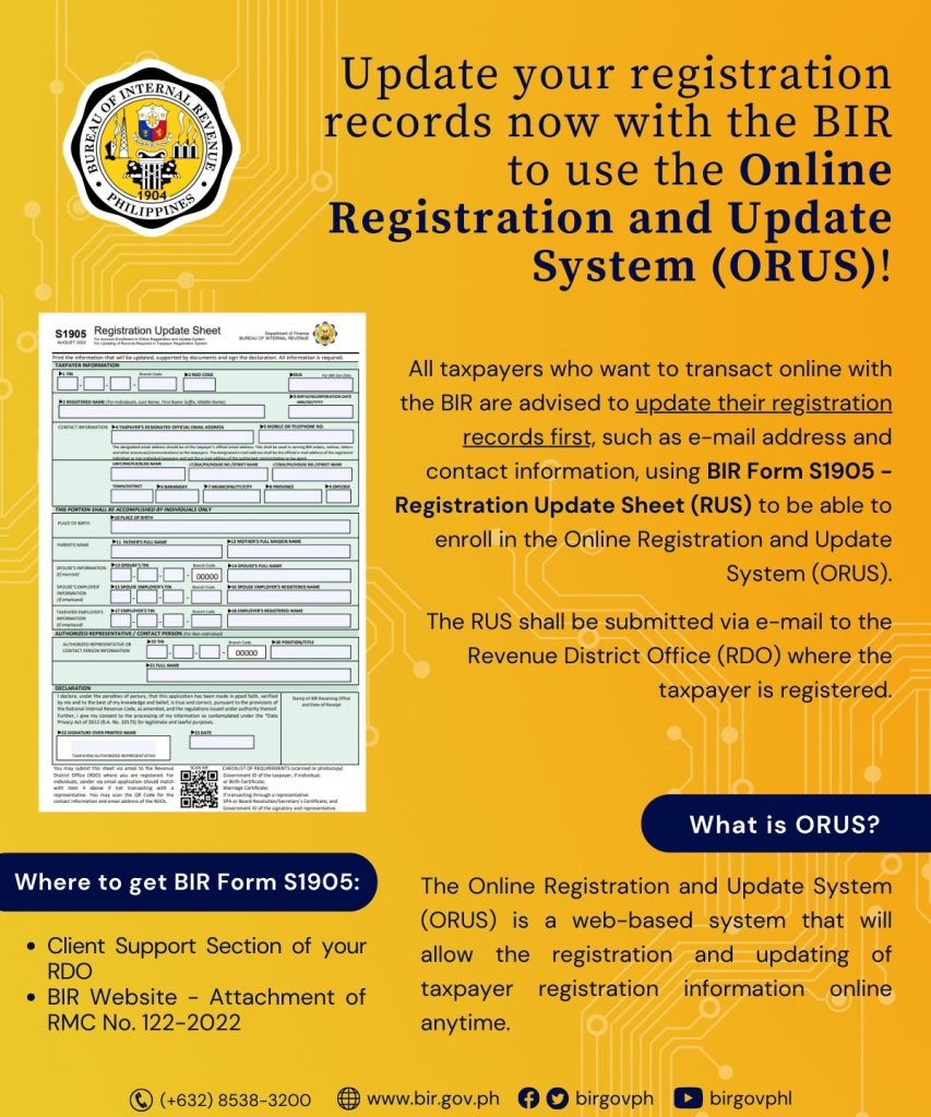 Update Your Registration Records Now With The Bir To Use The Online