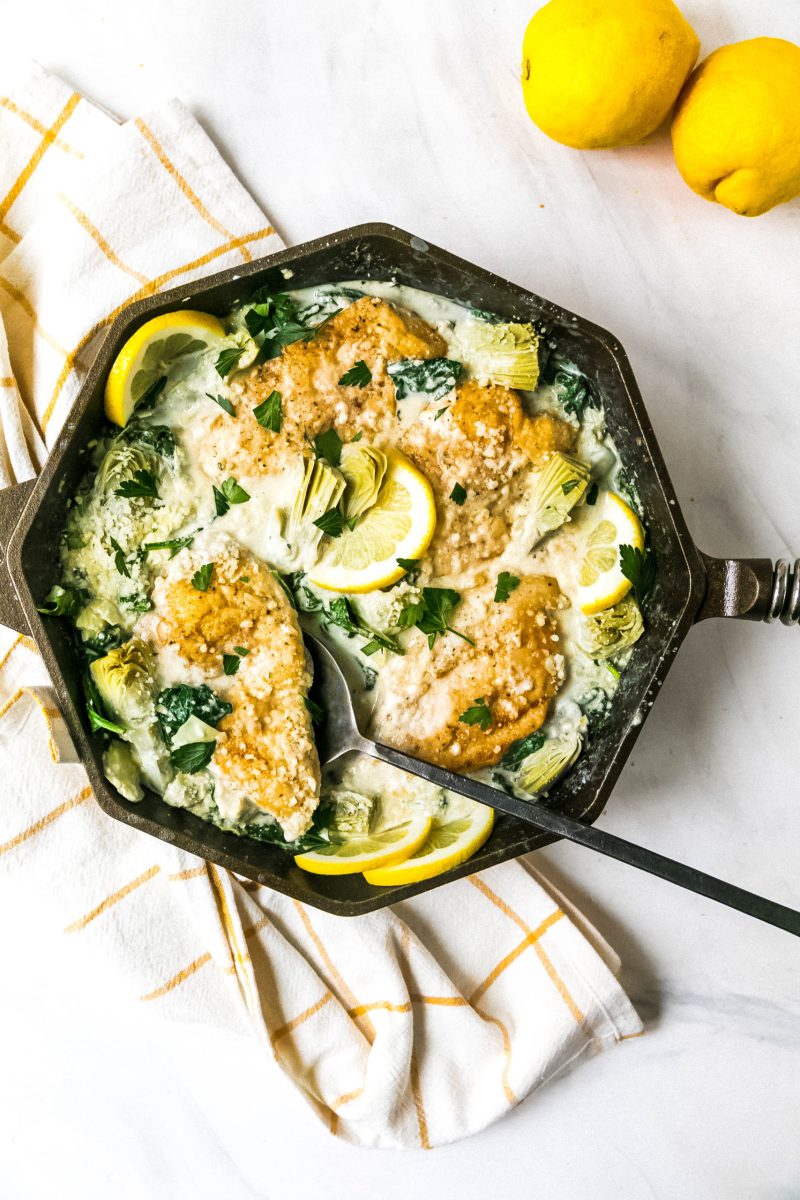 Creamy Lemon Chicken With Spinach And Artichokes