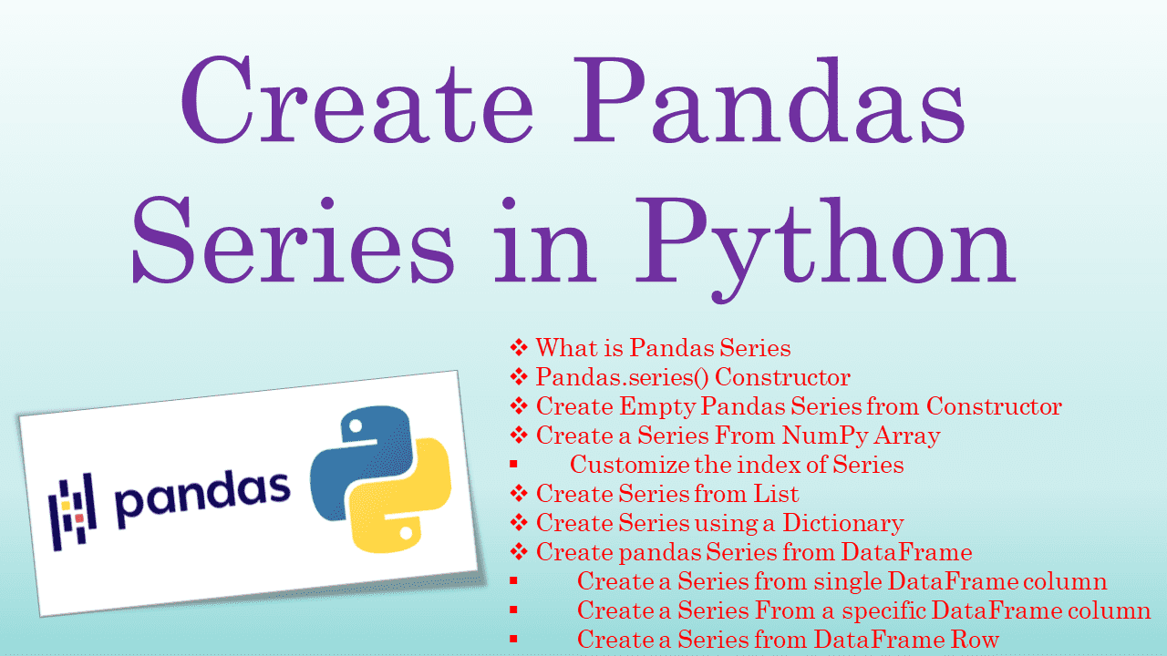 Create Pandas Series In Python Spark By Examples