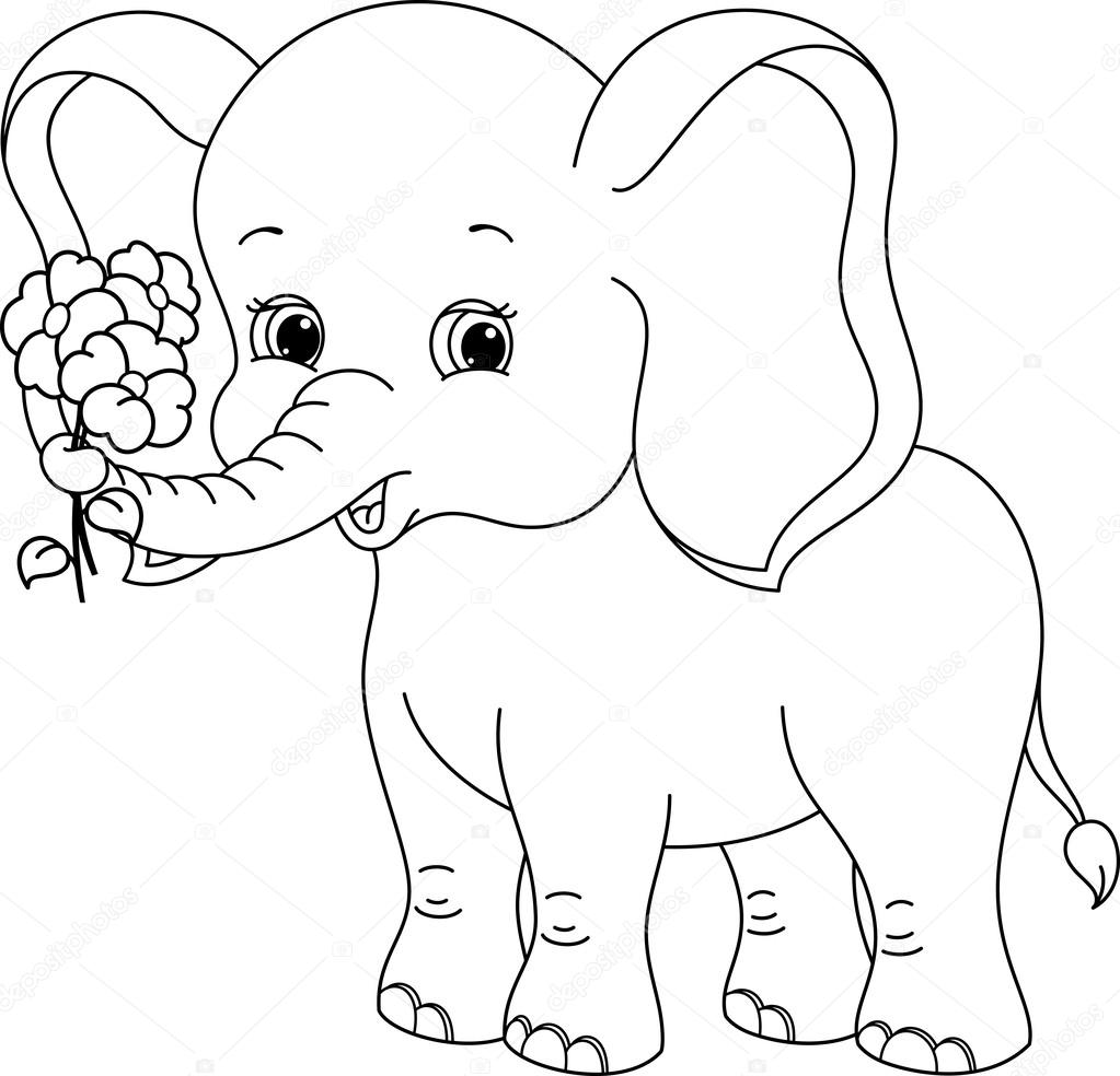 Dibujo Para Colorear Elefante Lindo Bebe De Dibujos Animados Sexiz Pix