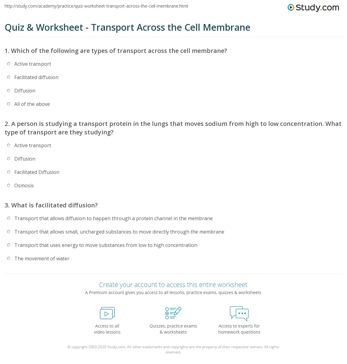 Transport Across The Cell Membrane Worksheet Printable Calendars At A