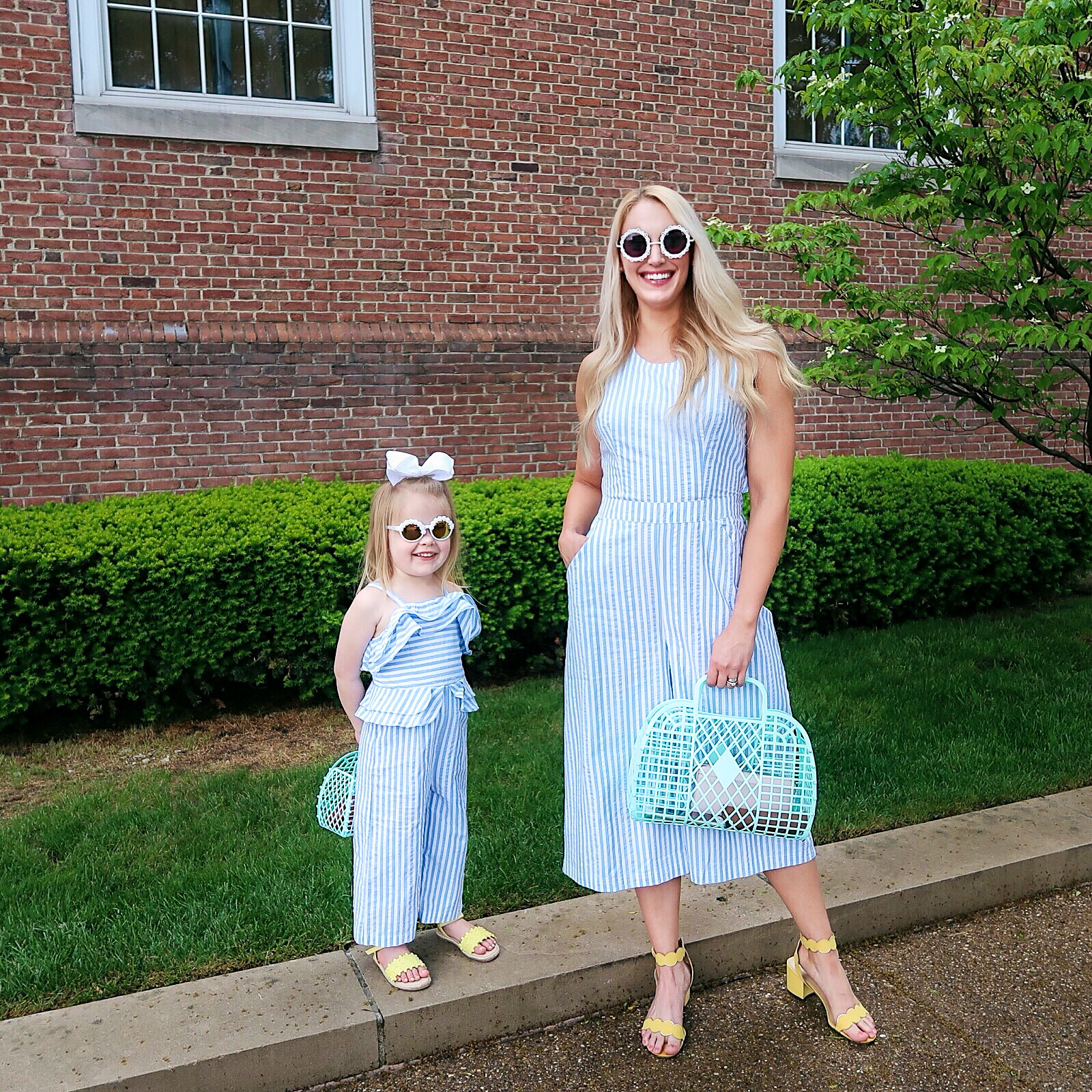 Mommy And Me Outfits Striped Jumpsuits And Daisy Sunnies Style Her