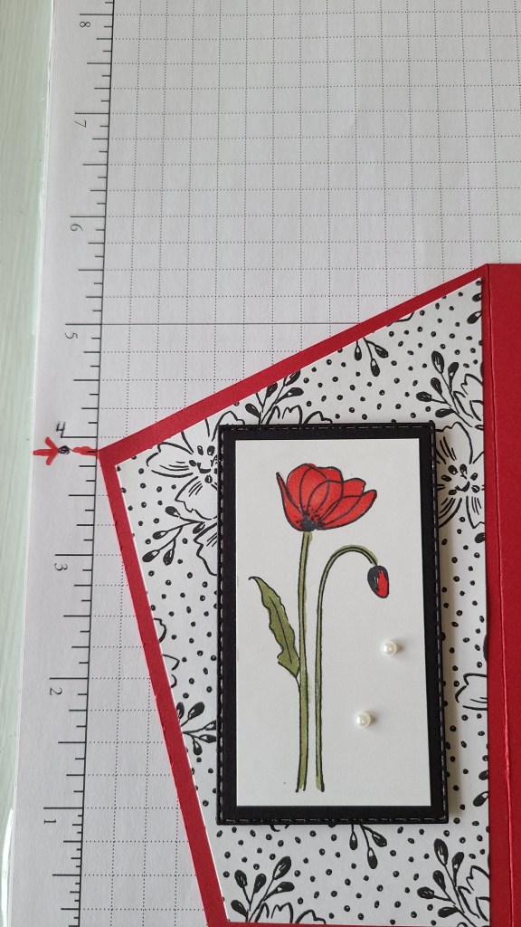 Measurements And Photos For The Angled Tri Fold Card Stamp With Lorraine