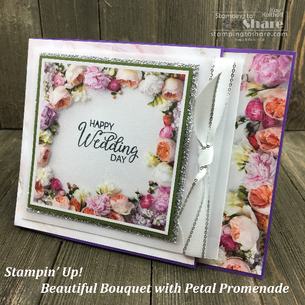 Stampin Up Wedding Card Featuring Petal Promenade Designer Paper With