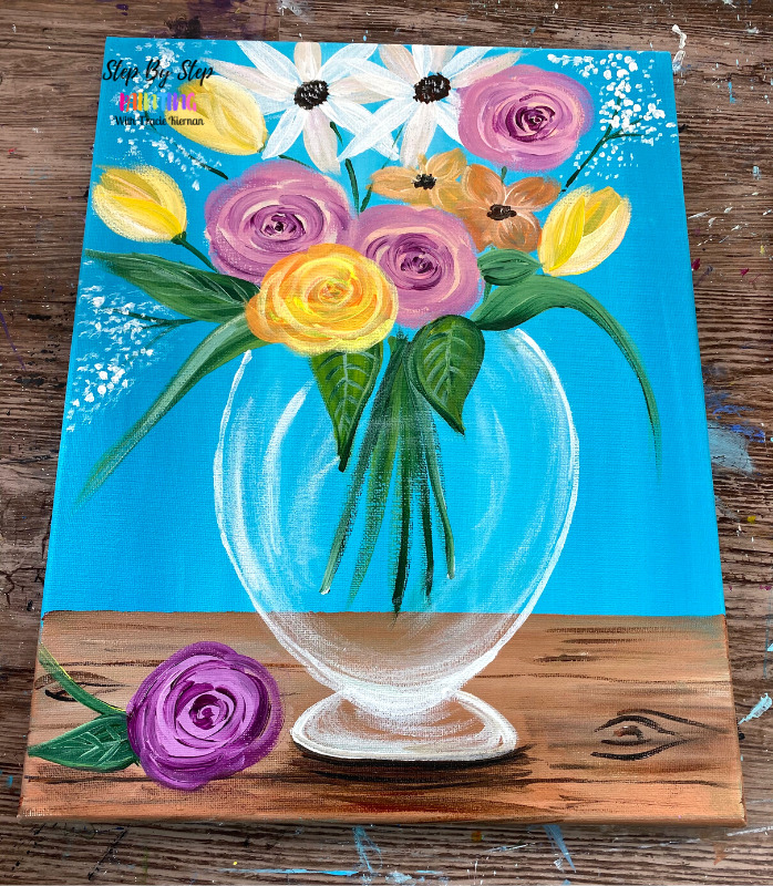 Flower Vase Painting Step By Step Acrylic Painting Tutorial