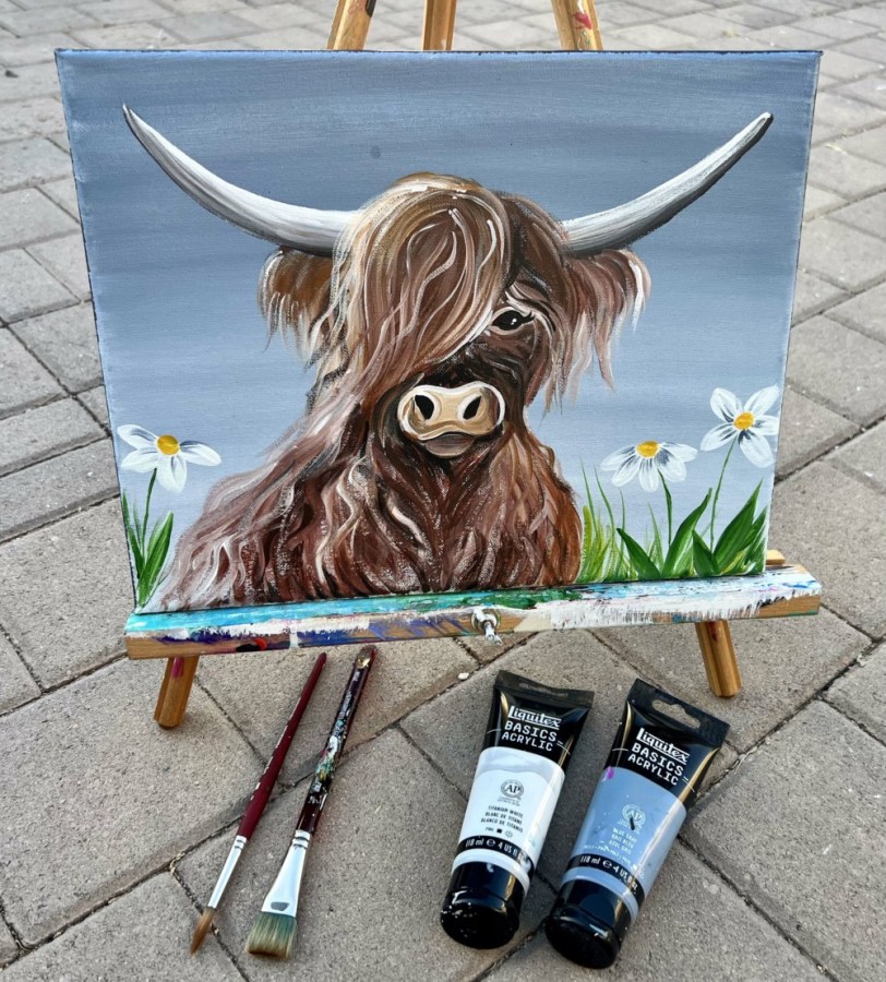 Highland Cow Painting Step By Step Acrylic Online Tutorial