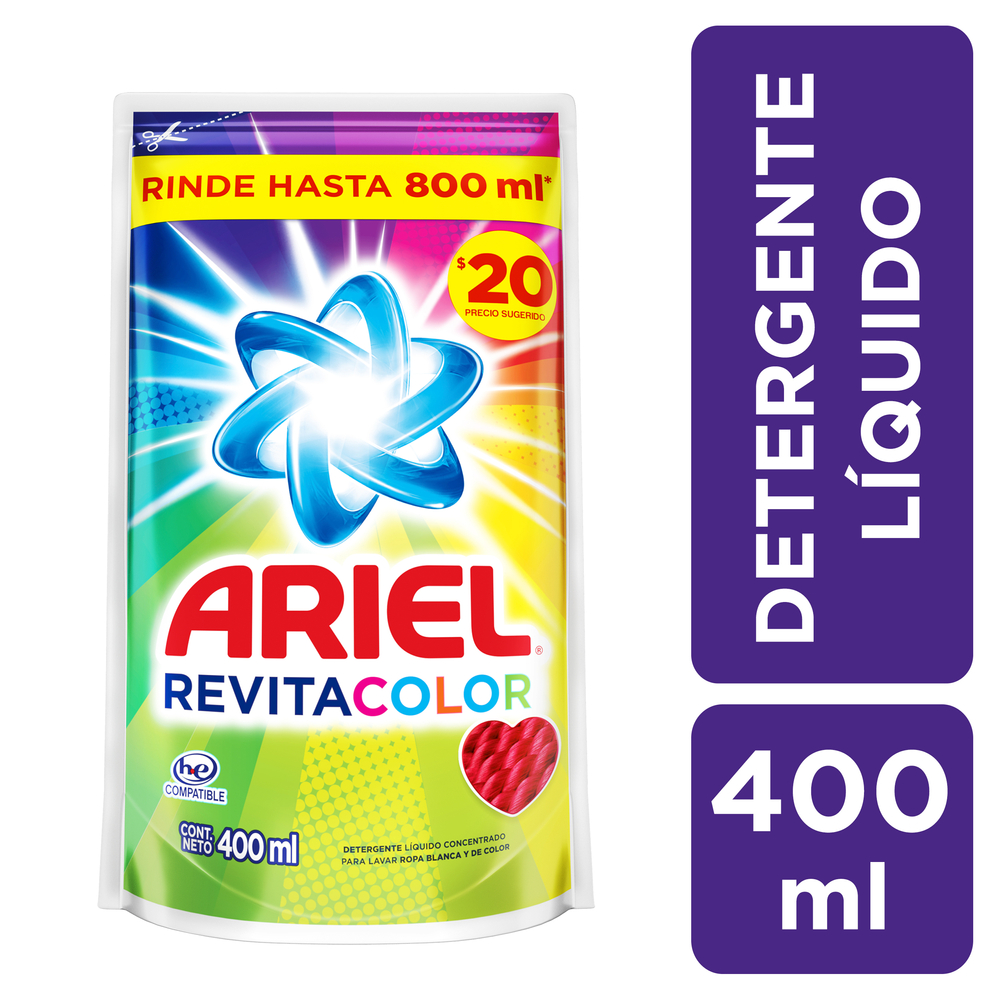 Detergente Líquido Concentrado Ariel Revitacolor Para Ropa Blanca Y De