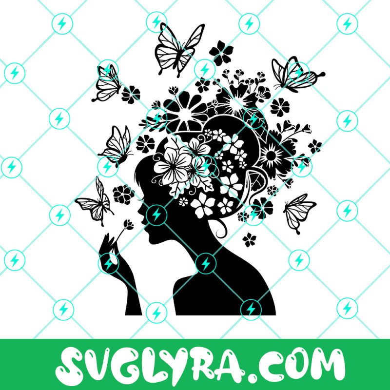 Floral Woman Svg Flower Girl Svg Woman With Flower Head Svg