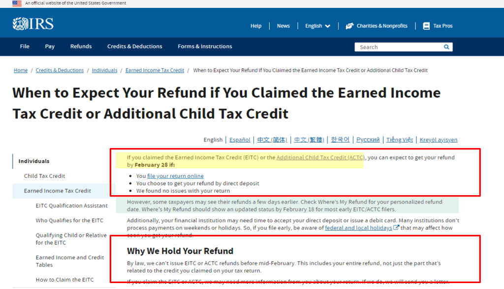 2024 Path Act Irs Refund Release And Payment Dates For Tax Returns With