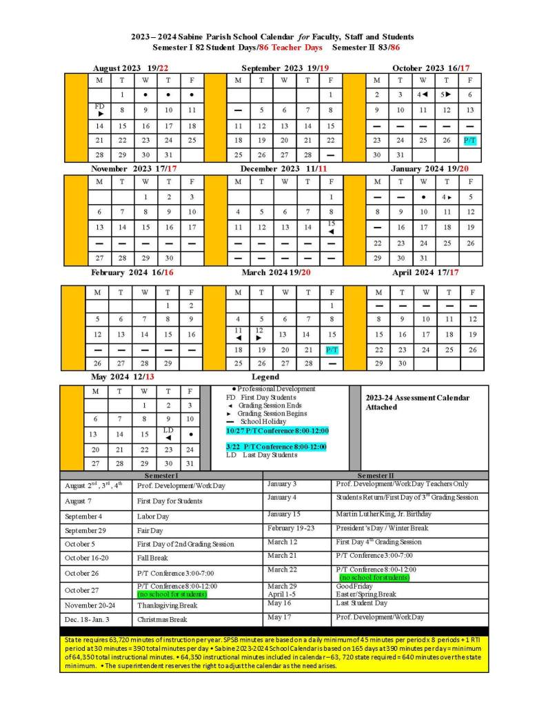 School Board Approves 2023 2024 Calendar Sabine Parish Journal