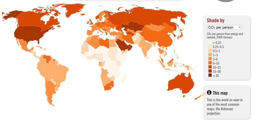 Mappa Dei Consumi Di Co2 Per Abitante Nel Mondo Scenarieconomiciit