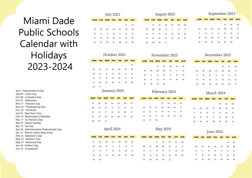 School Calendar 2024 24 Miami Dade Seka Wandie