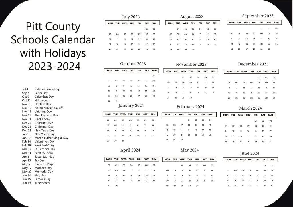 Pitt County Schools Calendar 2023 2024 Academic Year