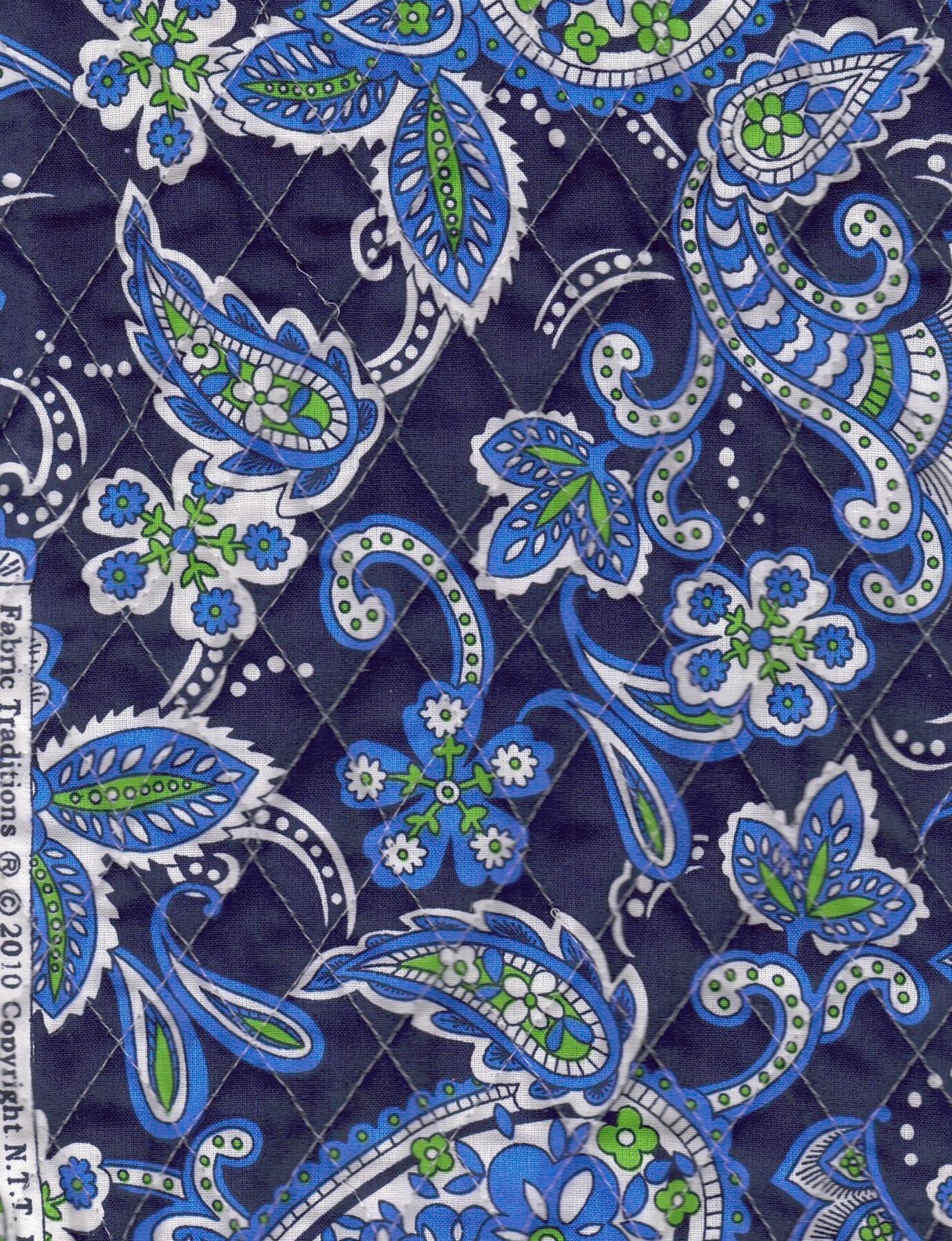 Fabric Traditions Double Face Quilted Fabric Blue Paisley Blue And