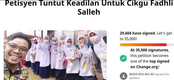 Hampir 30000 Tandatangan Petisyen Sokong Cikgu Fadhli Sengat Daily