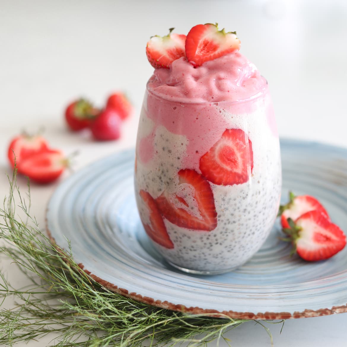 Vegan Chia Pudding With Strawberry Nice Cream Easy Healthy Recipes