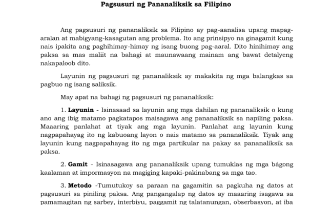 Filipino Modyul 1 Pagsusuri Ng Pananaliksik Sahida Otosection