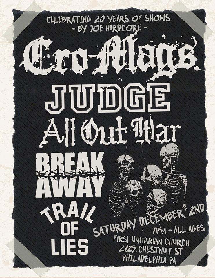 Cro Mags Judge All Out War Break Away Trail Of Lies Philadelphia Pa