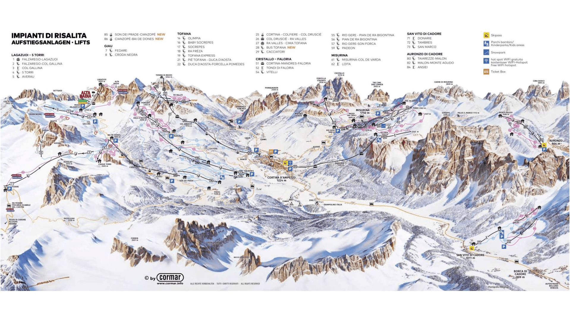 Cortina Dampezzo Ski Map And Resort Information Free Piste Map