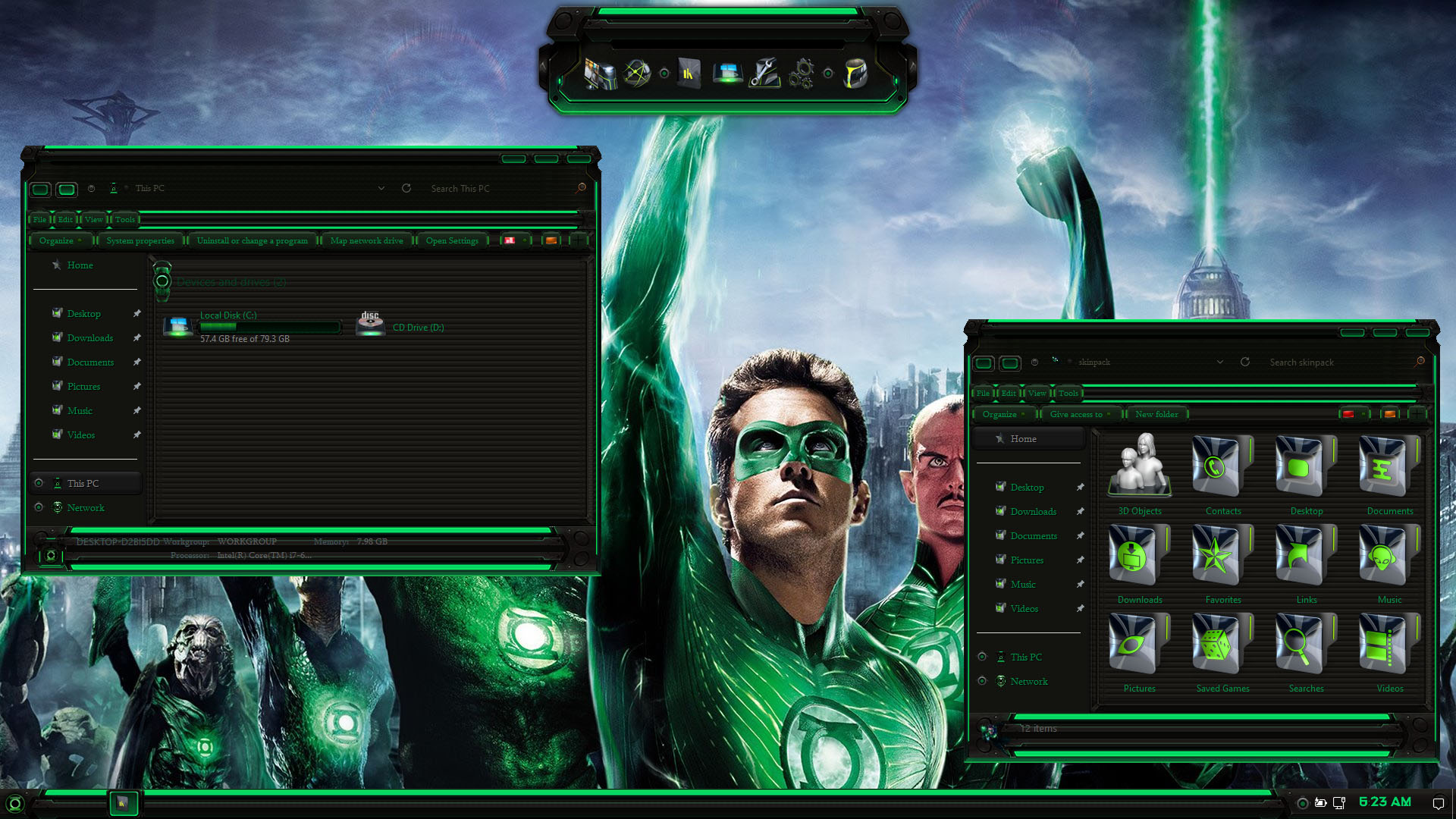 Green Lantern Premium Skinpack For Windows 11 Skinpack Theme For