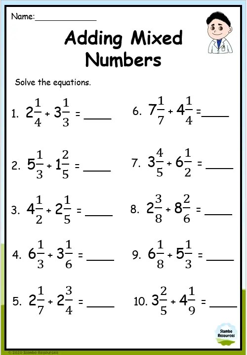 Adding And Subtracting Mixed Numbers Worksheets