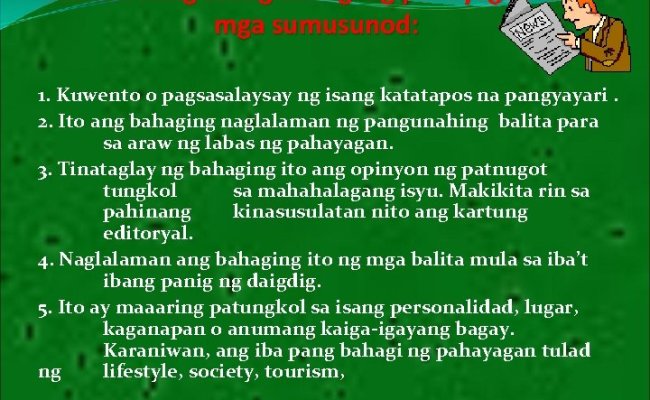 Bahagi Ng Pahayagan At Ang Kahulugan Nito Panlabas Bahagi Bilarasa