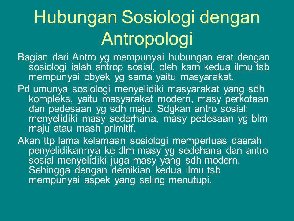 Hubungan Sosiologi Dengan Antropologi Sinau