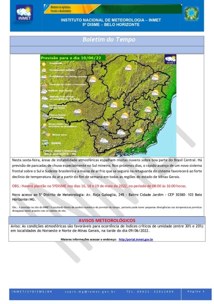 Veja A Previsão Do Tempo Para Minas Gerais Nesta Sexta Feira 10